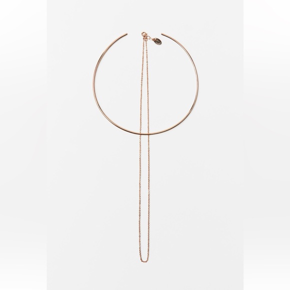 Zara | Jewelry | Zara Rigid Choker With Gold Chain Necklace | Poshmark